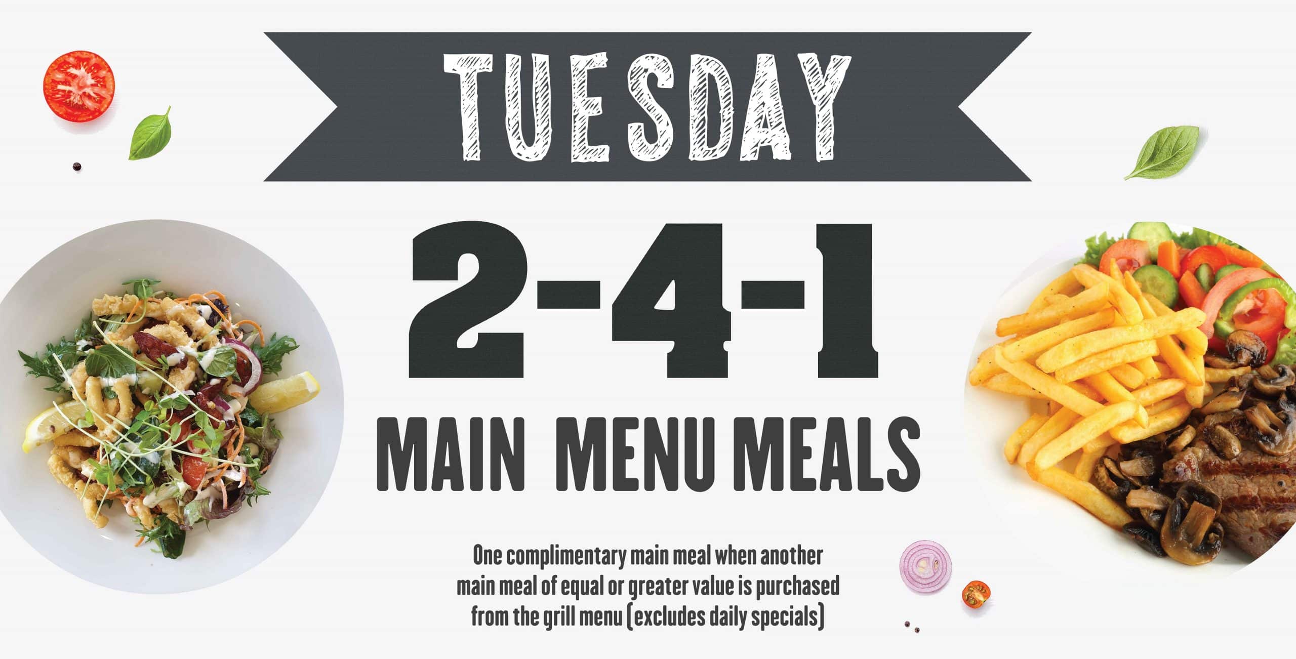 2 For 1 Main Meal Deal - Wynnum Manly Leagues Club