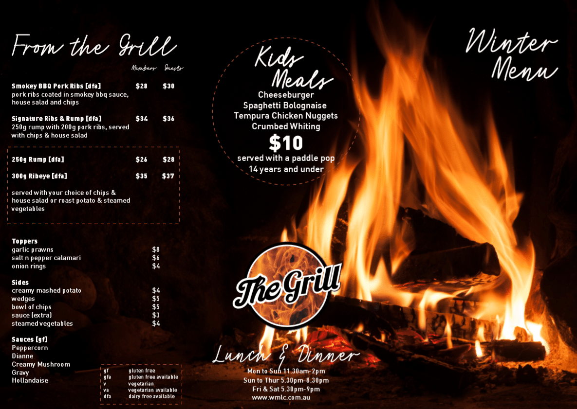Menu - Wynnum Manly Leagues Club
