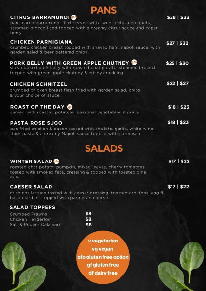 Menu - Wynnum Manly Leagues Club